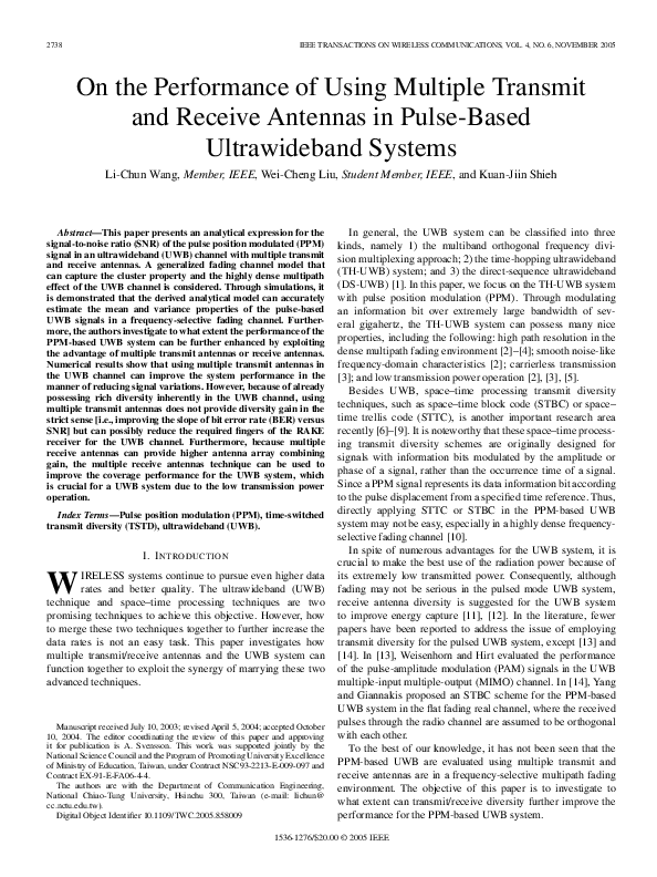 (PDF) On the performance of using multiple transmit and receive antennas in pulse-based ...