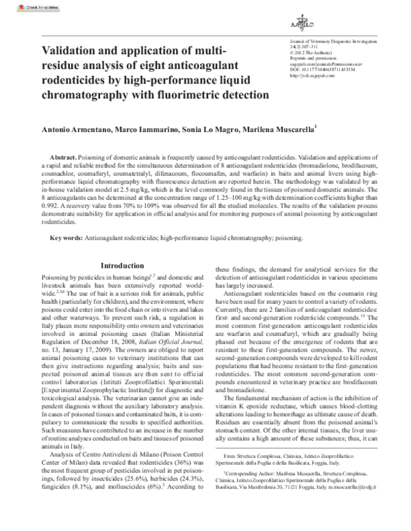 (PDF) Multi-Residue HPLC Analysis of Anticoagulant Rodenticides