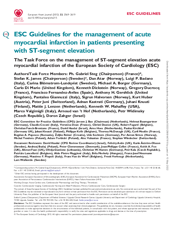 (PDF) ESC Guidelines for the management of acute myocardial infarction ...