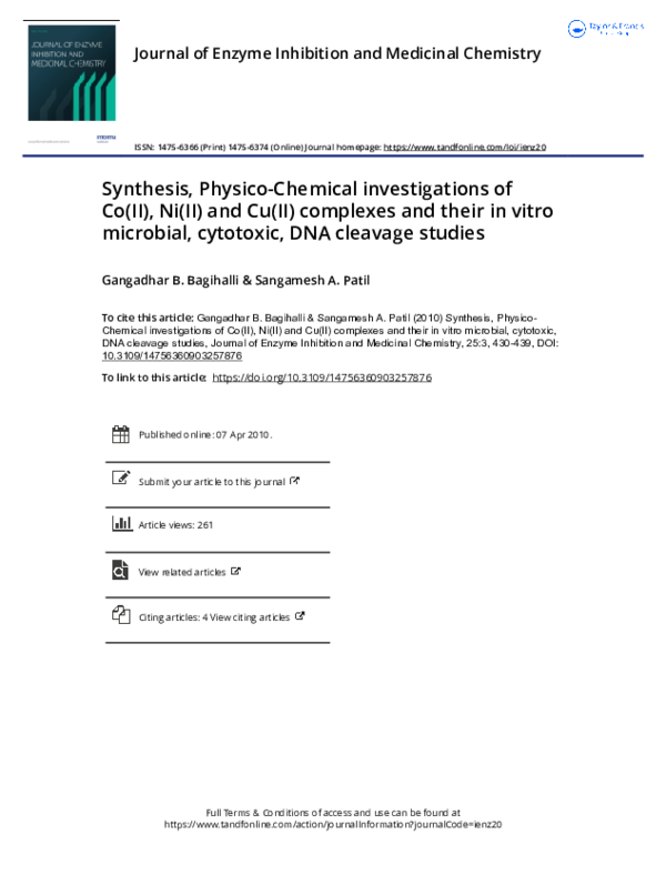 (PDF) Synthesis, Physico-Chemical investigations of Co(II), Ni(II) and Cu(II) complexes and ...