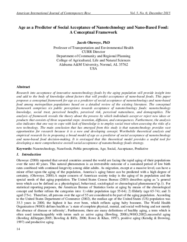(PDF) Age as a Predictor of Social Acceptance of Nanotechnology and Nano-Based Food: A ...