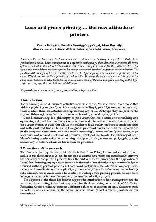 (PDF) Lean and green printing … the new attitude of printers