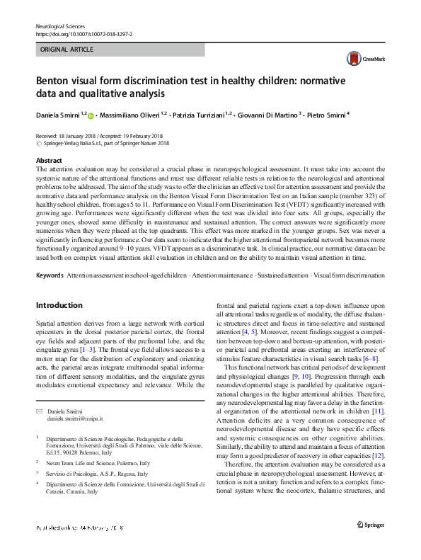 (PDF) Benton visual form discrimination test in healthy children ...
