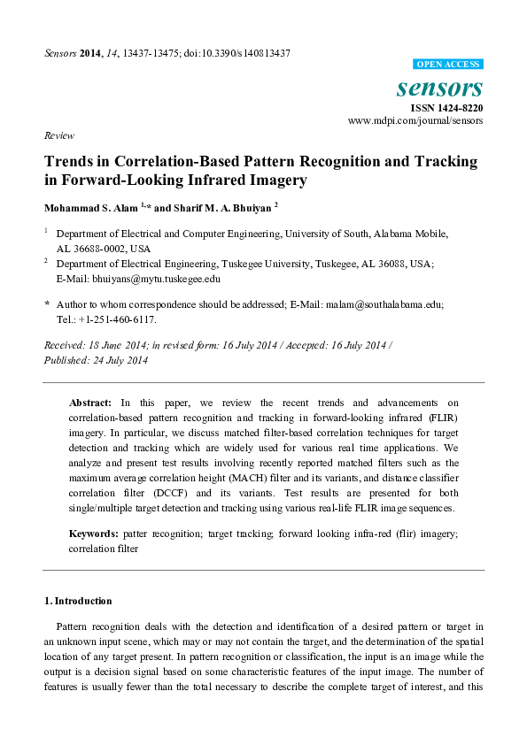 Pdf Trends In Correlation Based Pattern Recognition And Tracking In