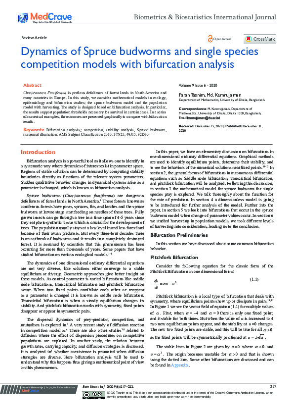 (PDF) Dynamics of Spruce budworms and single species competition models ...