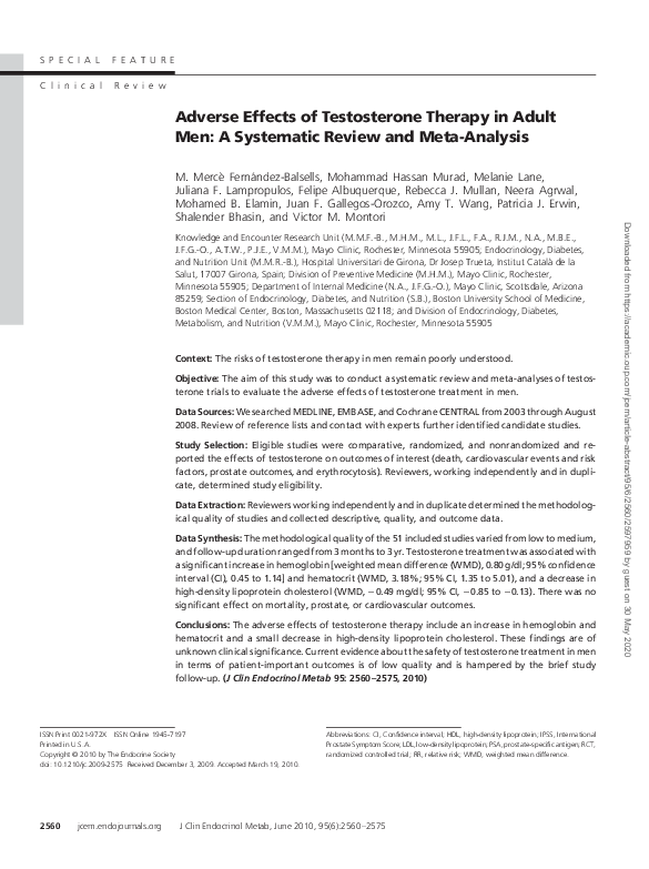 (PDF) Adverse Effects of Testosterone Therapy in Adult Men: A ...