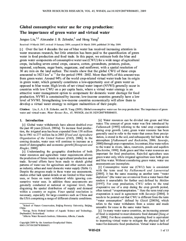 Global consumptive water use for crop production: The importance of ...