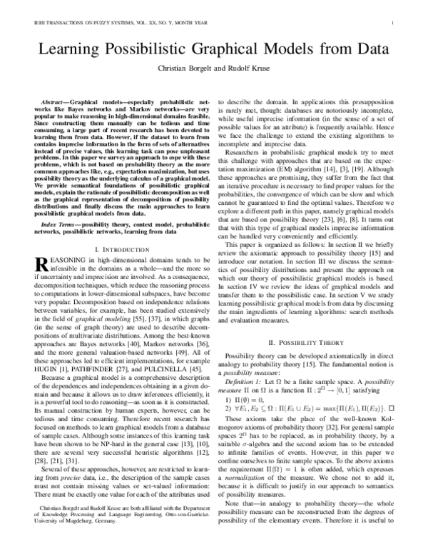 (PDF) Learning possibilistic graphical models from data