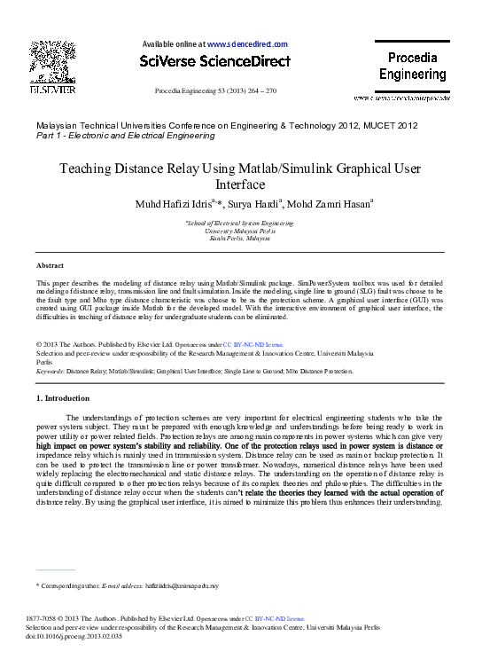 (PDF) Teaching Distance Relay using Matlab/Simulink Graphical user Interface