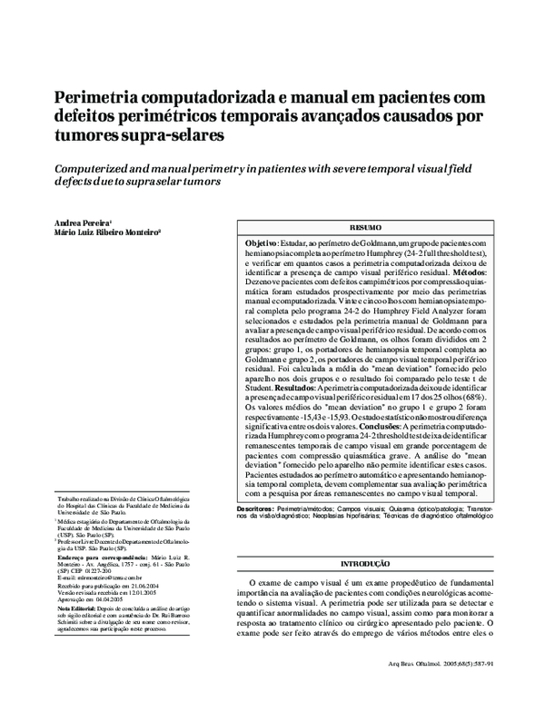 (PDF) Perimetria computadorizada e manual em pacientes com defeitos ...