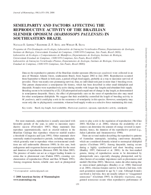(PDF) Semelparity and Factors Affecting the Reproductive Activity of ...