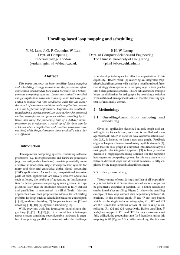 (PDF) Unrolling-based loop mapping and scheduling (PDF) Unrolling-based loop mapping and scheduling