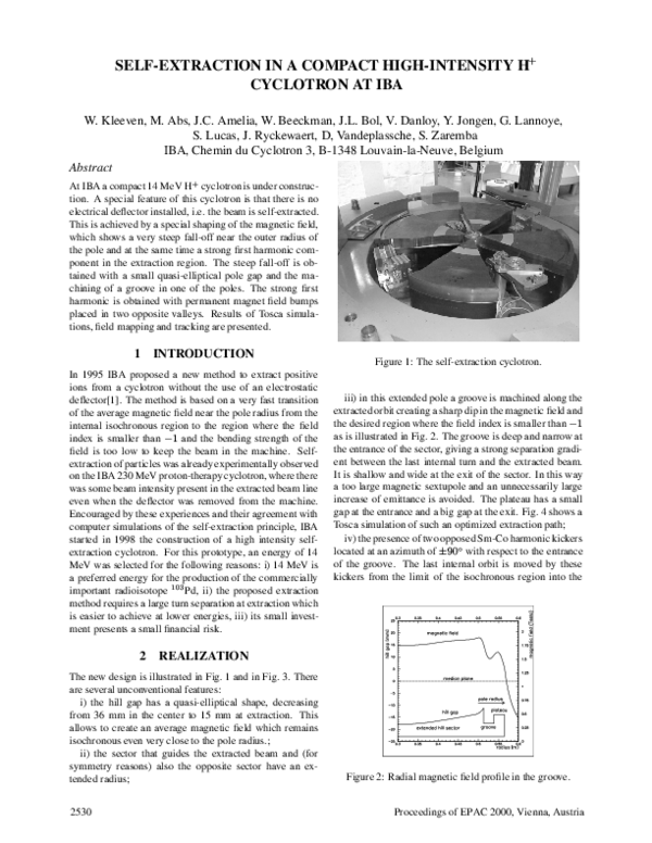 (PDF) Self-extraction in a compact high-intensity H+ cyclotron at IBA