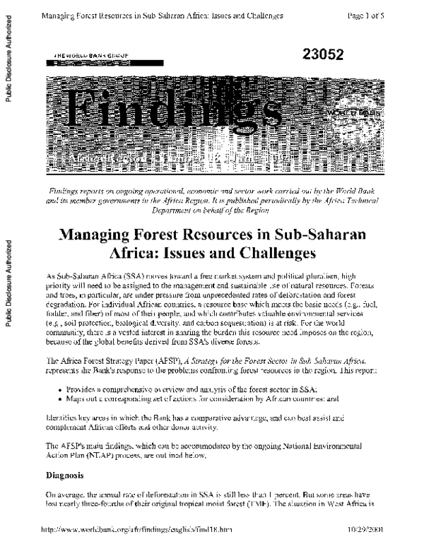 (PDF) Managing forest resources in Sub-Saharan Africa : issues and ...