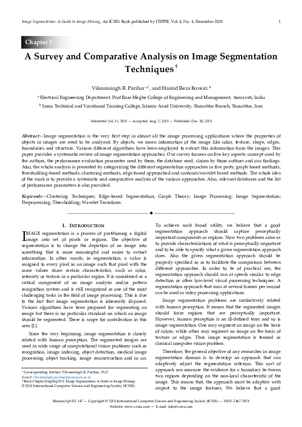Pdf A Survey And Comparative Analysis On Image Segmentation Techniques