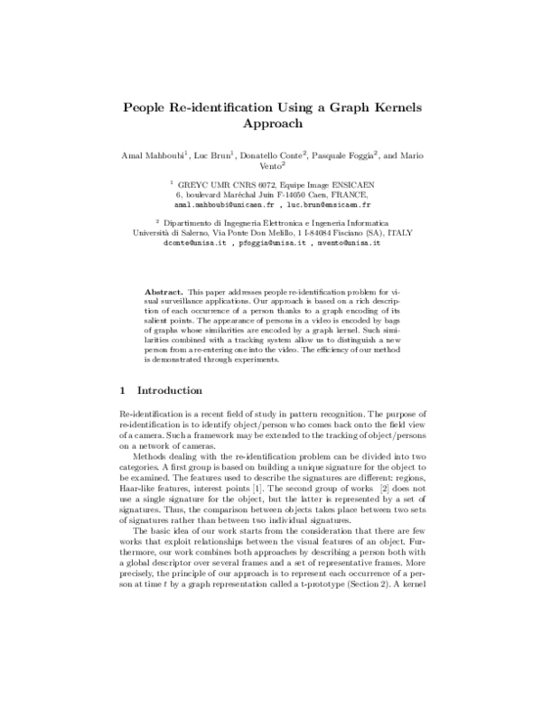 (PDF) People Re-identification Using a Graph Kernels Approach