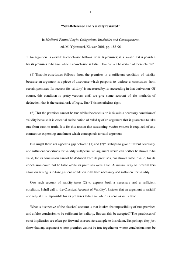 (PDF) Self-Reference and Validity Revisited