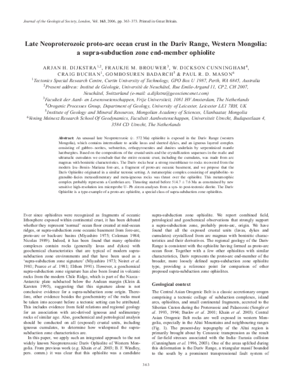 (PDF) Late Neoproterozoic proto-arc ocean crust in the Dariv Range ...