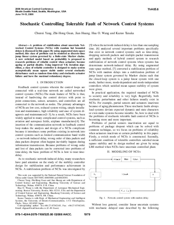 (PDF) Stochastic controlling tolerable fault of Network Control Systems