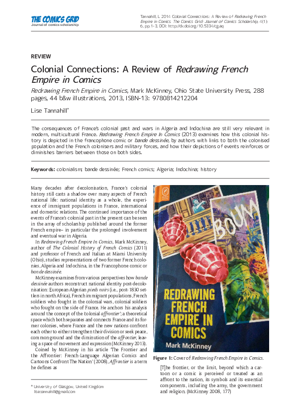 (PDF) Colonial Connections: A Review of Redrawing French Empire in Comics