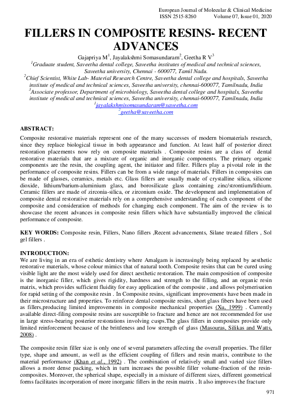 (PDF) Fillers in Composite Resins- Recent Advances
