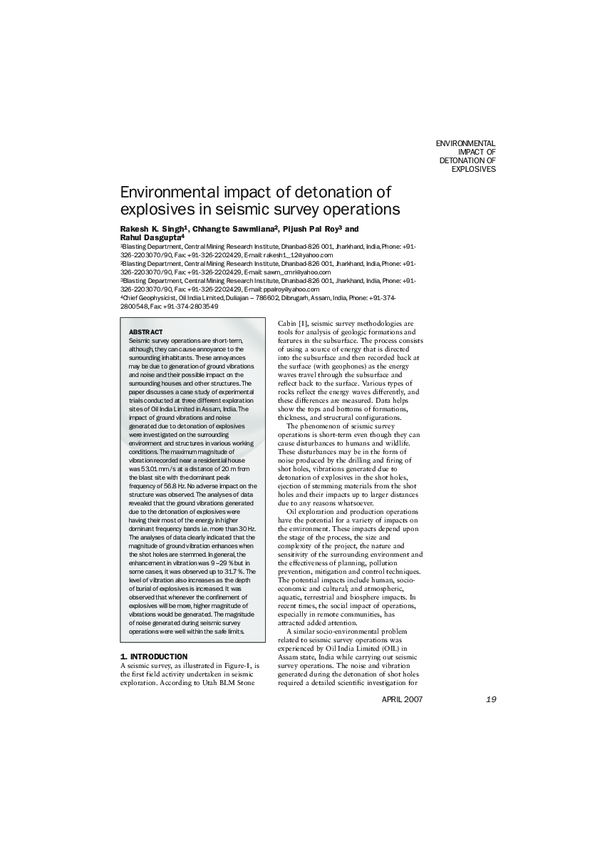 (PDF) Environmental Impact of Detonation of Explosives in Seismic ...