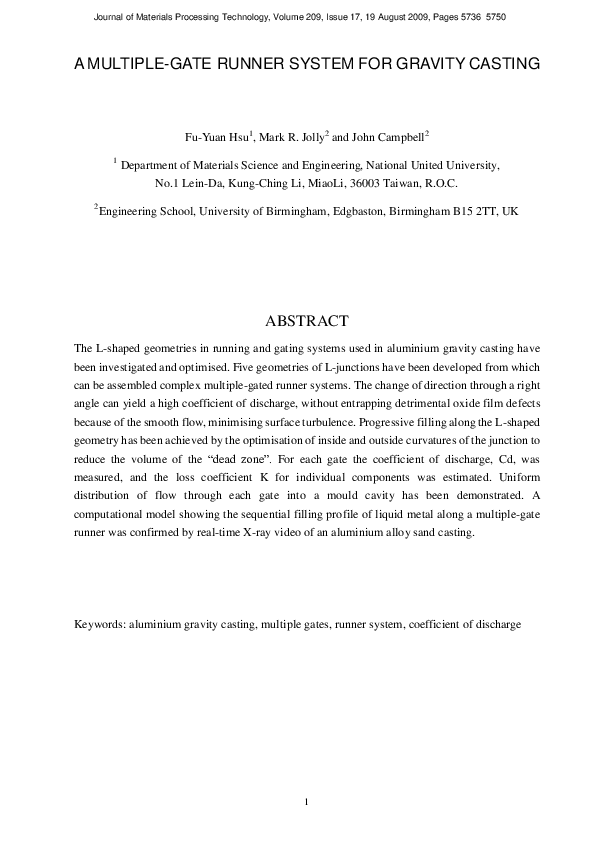 (PDF) A multiple-gate runner system for gravity casting