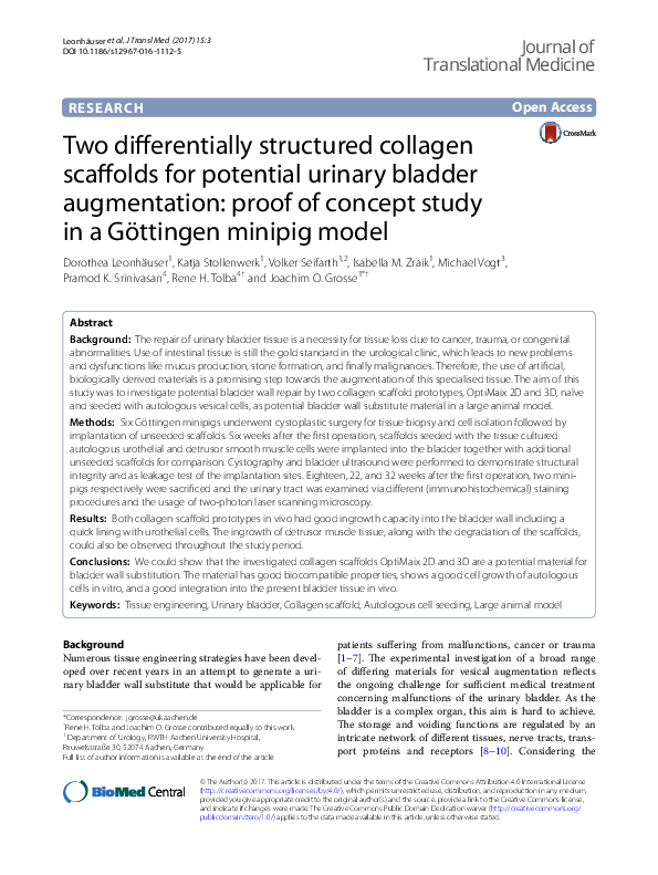 (PDF) Two differentially structured collagen scaffolds for potential ...
