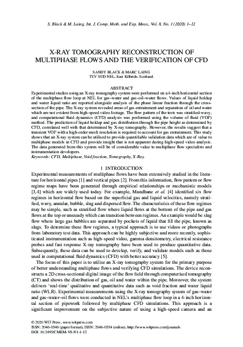 (PDF) X-Ray tomography reconstruction of multiphase flows and the ...