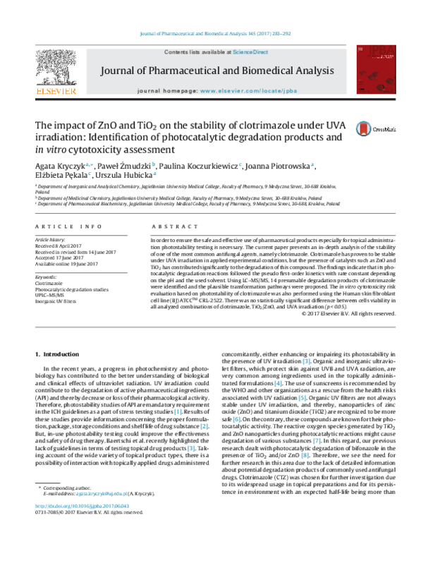 (PDF) The impact of ZnO and TiO 2 on the stability of clotrimazole ...