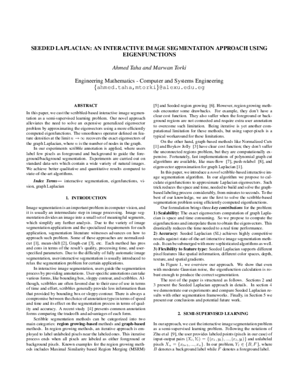 Pdf Seeded Laplacian An Interactive Image Segmentation Approach