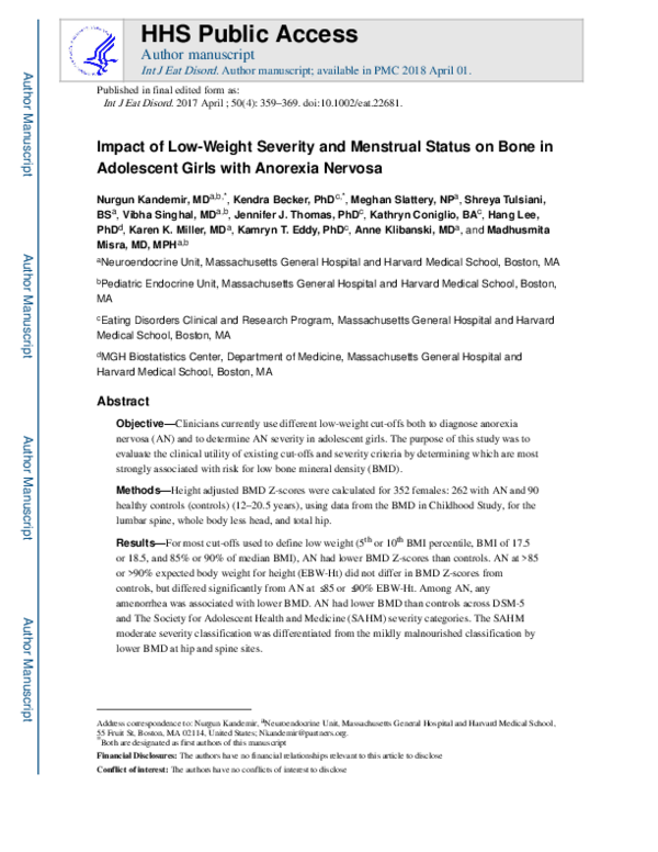(PDF) Impact of low-weight severity and menstrual status on bone in ...