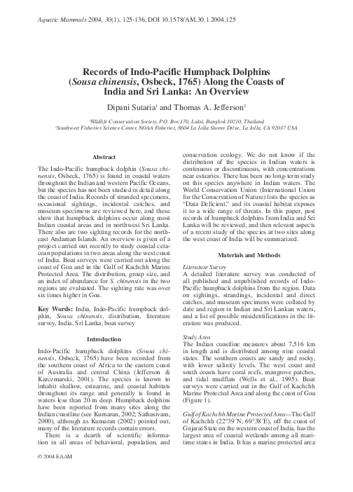 (PDF) Records of Indo-Pacific Humpback Dolphins ( Sousa chinensis ...