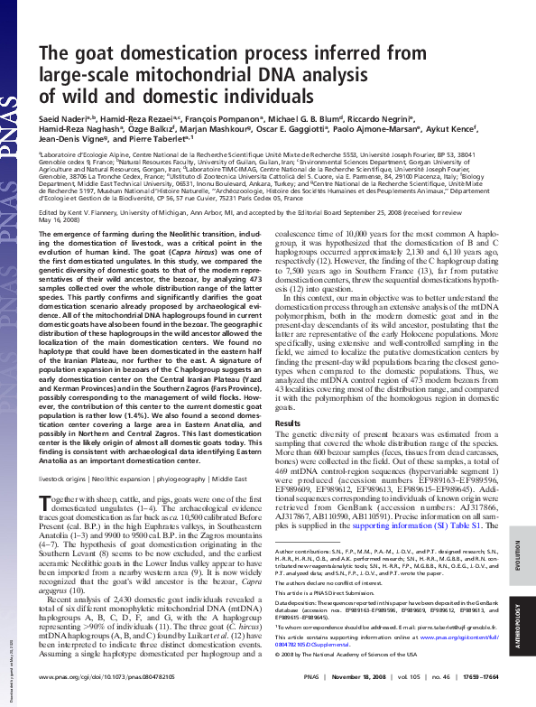 (PDF) The goat domestication process inferred from large-scale ...