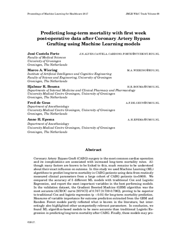 (PDF) Predicting long-term mortality with first week post-operative ...