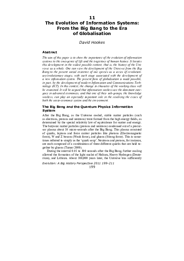 (PDF) The Evolution of Information Systems: From the Big Bang to the ...