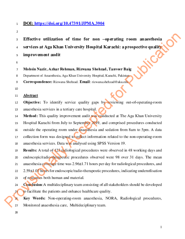 (PDF) Effective utilization of time for non –operating room anaesthesia ...