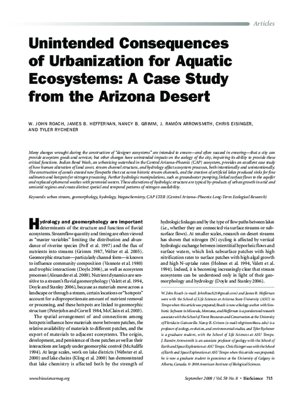(PDF) Unintended Consequences of Urbanization for Aquatic Ecosystems: A ...