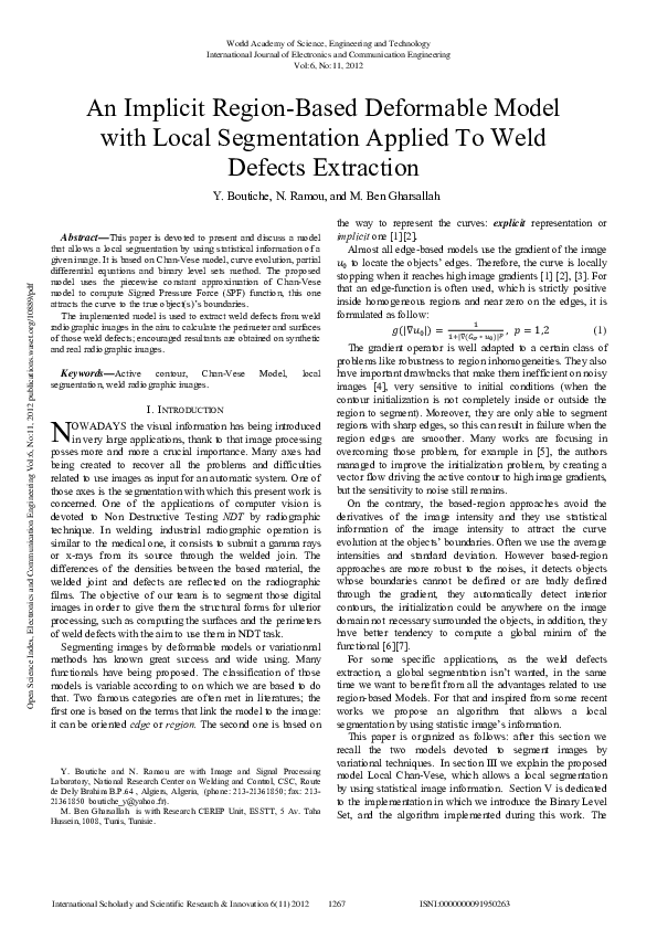 (PDF) An Implicit Region-Based Deformable Model With Local Segmentation Applied To Weld Defects ...