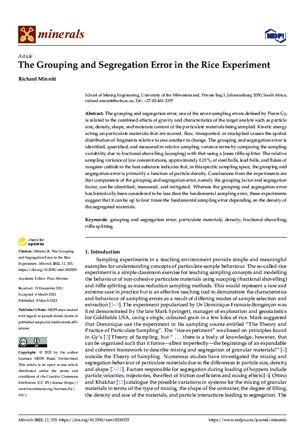 (PDF) The Grouping and Segregation Error in the Rice Experiment