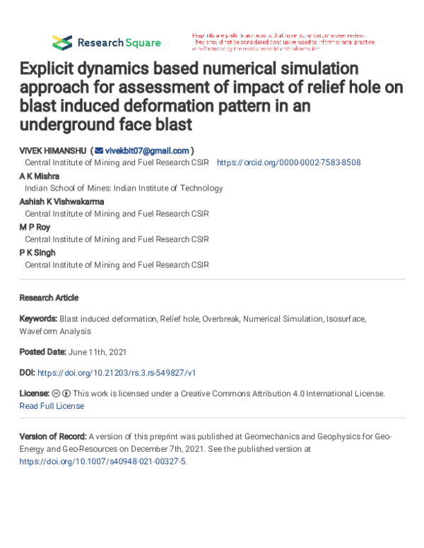 (PDF) Explicit dynamics based numerical simulation approach for ...