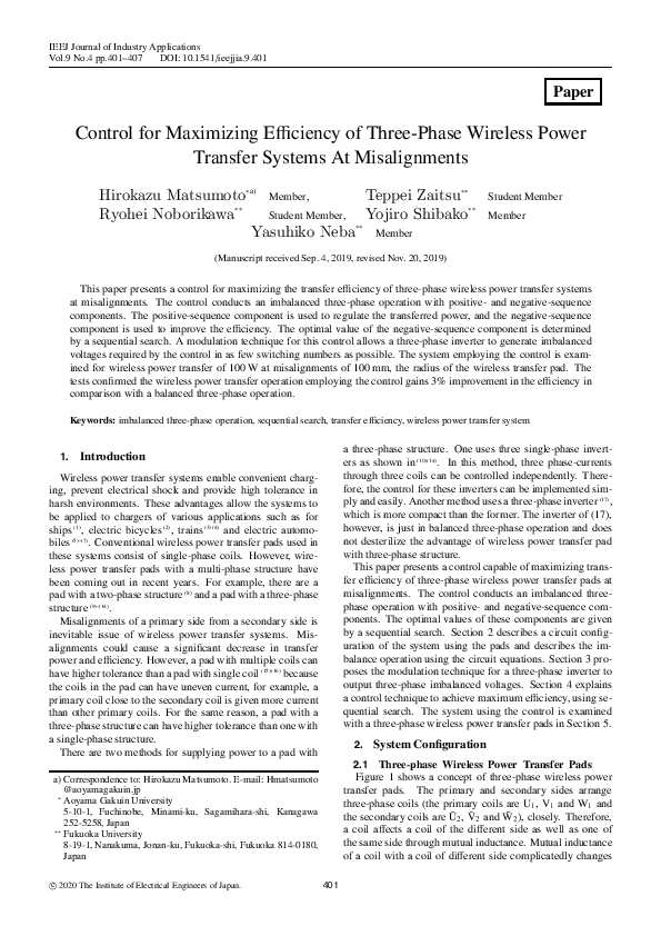 (PDF) Control for Maximizing Efficiency of Three-Phase Wireless Power ...