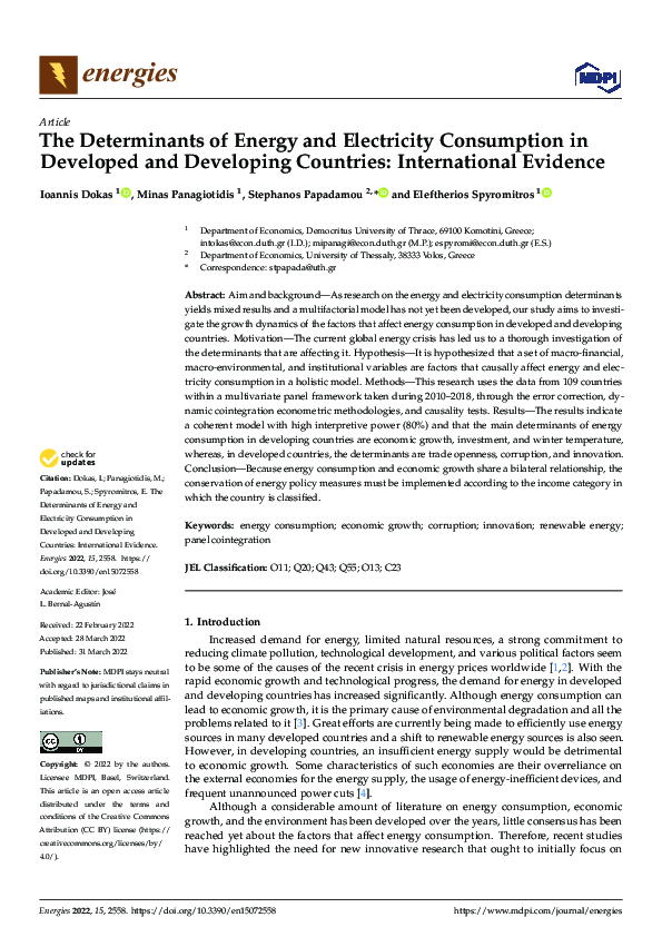 (PDF) The Determinants of Energy and Electricity Consumption in ...