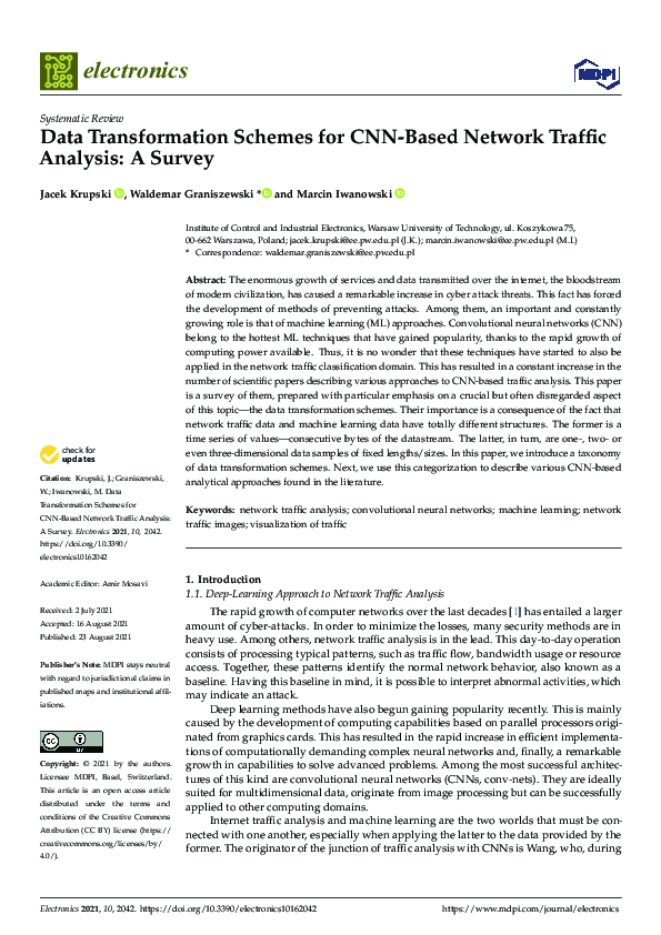 Pdf Data Transformation Schemes For Cnn Based Network Traffic Analysis A Survey
