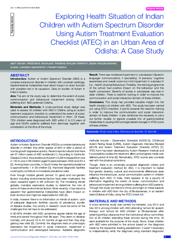 (PDF) Exploring Health Situation of Indian Children with Autism ...