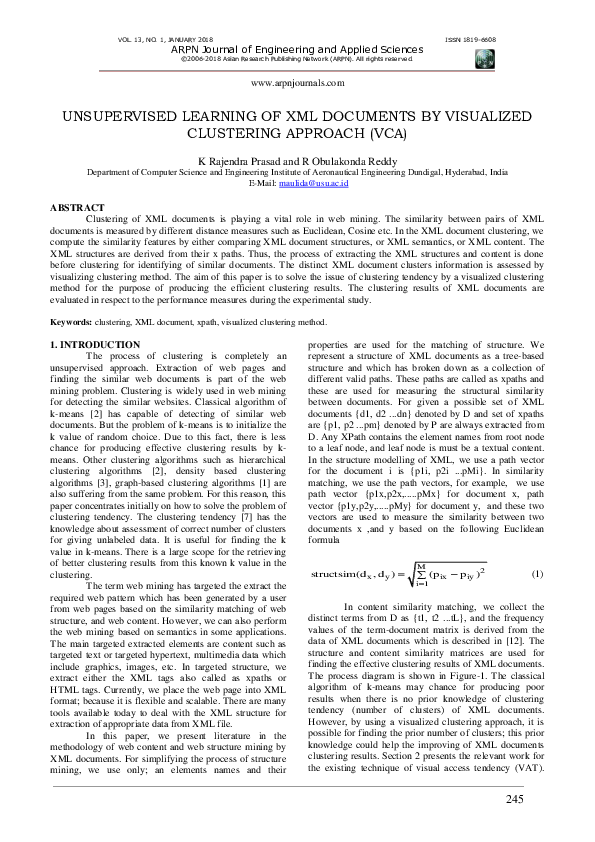 (PDF) Unsupervised Learning of XML Documents by Visualized Clustering Approach ( Vca )