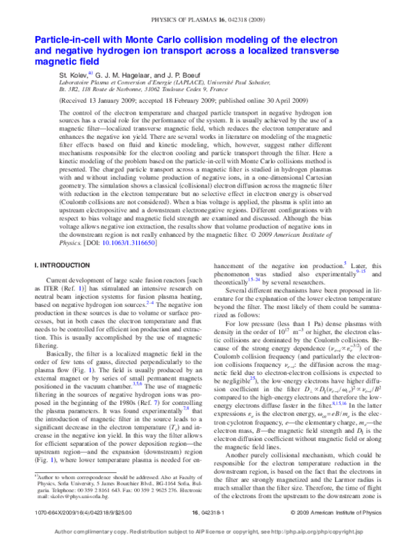 Pdf Particle In Cell With Monte Carlo Collision Modeling Of The