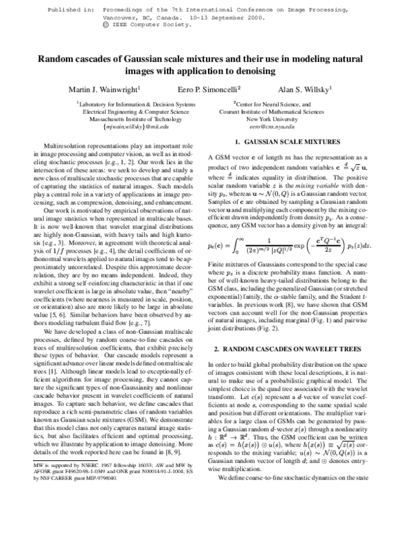 Pdf Random Cascades Of Gaussian Scale Mixtures And Their Use In