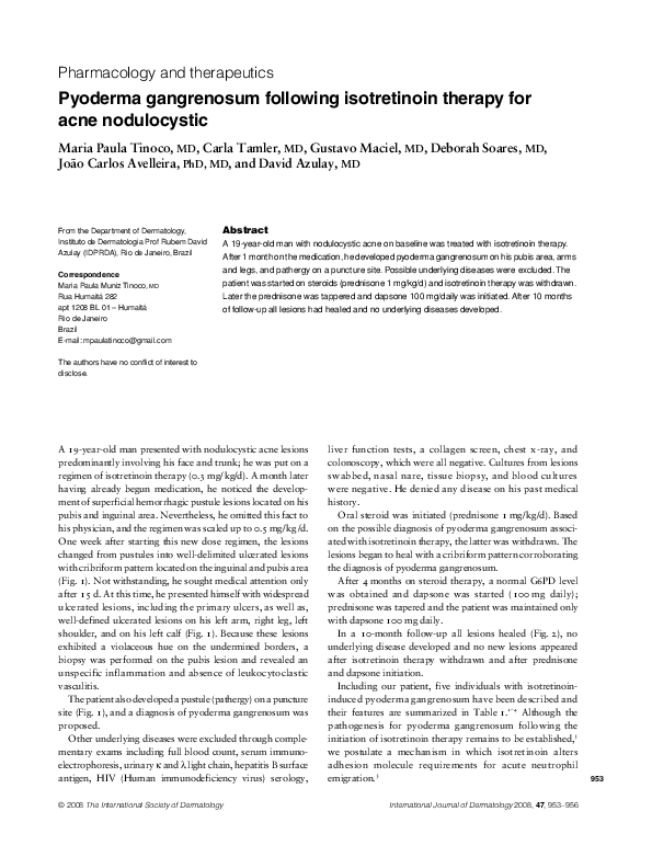 (PDF) Pyoderma gangrenosum following isotretinoin therapy for acne ...