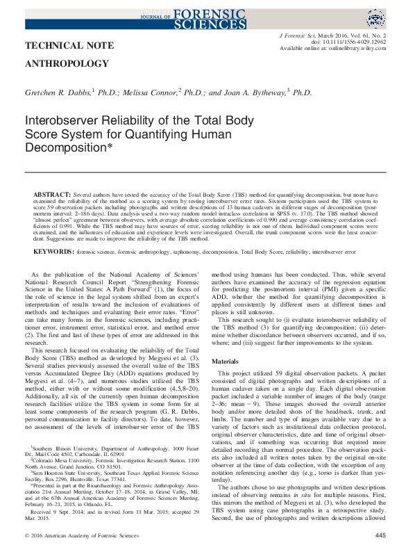 (PDF) Interobserver Reliability of the Total Body Score System for ...